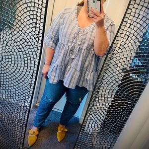 POL | Tops | Blue White Stripe Top | Poshmark